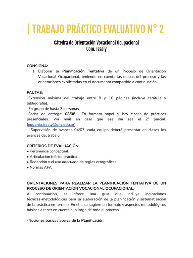 Tp2 Evaluativo Ovo 2023 | PDF | Planificación