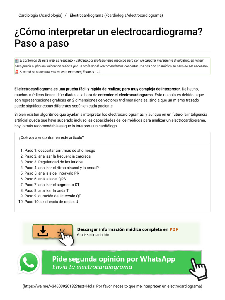 Cómo Interpretar Un Electrocardiograma (ECG) - Fácil | PDF | Cardiología | Corazón