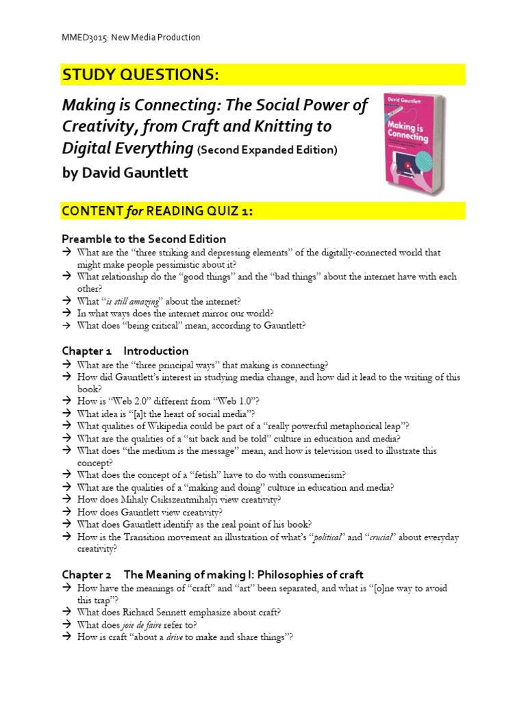 StudyQuestions Making Is Connecting 2nded | PDF | Social Capital | Do ...