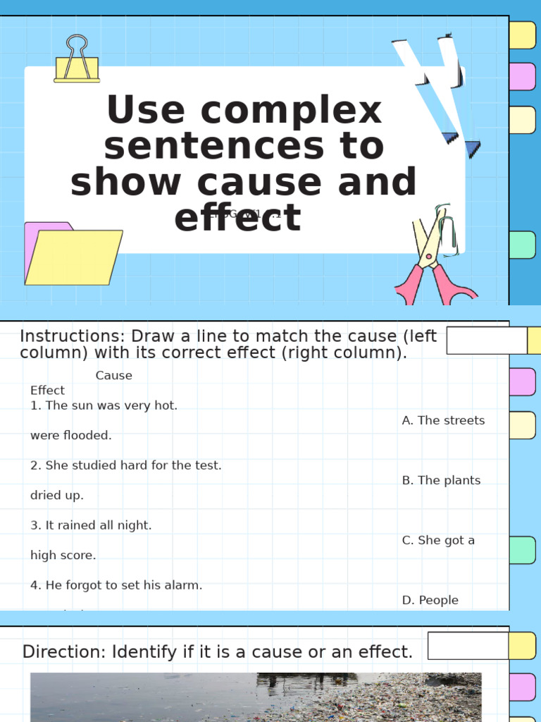 Complex Sentences: Cause and Effect | PDF | Clause | Sentence (Linguistics)