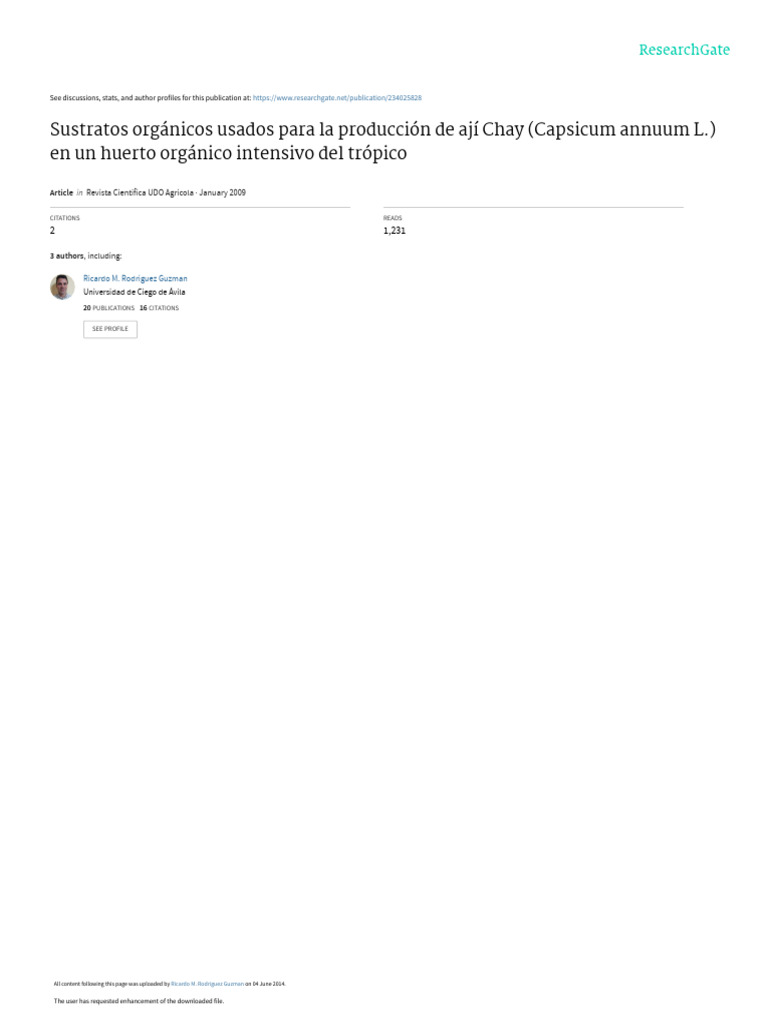 Sustratos Orgánicos Usados para La Producción de Ají Chay (Capsicum ...