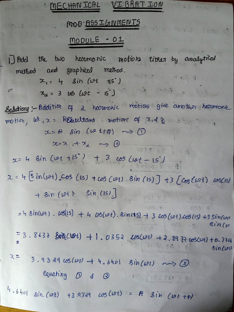 Mechanical Vibration Assignment | PDF