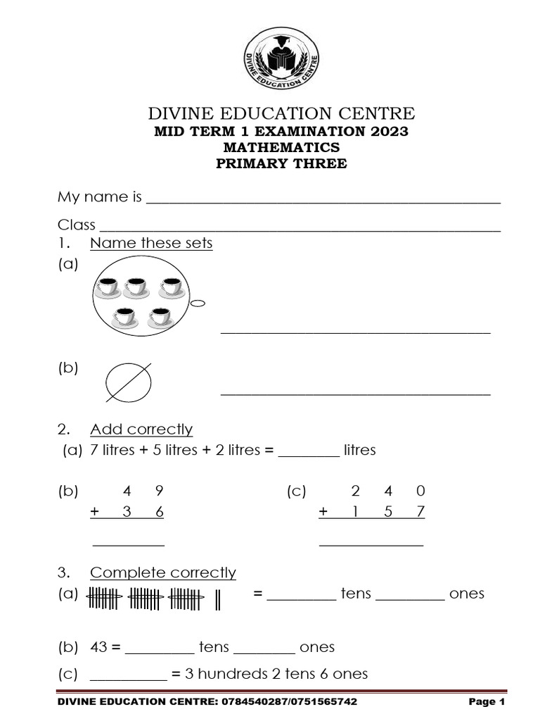 Primary Three Mathematics Exam 2023 | PDF | Elementary Mathematics ...
