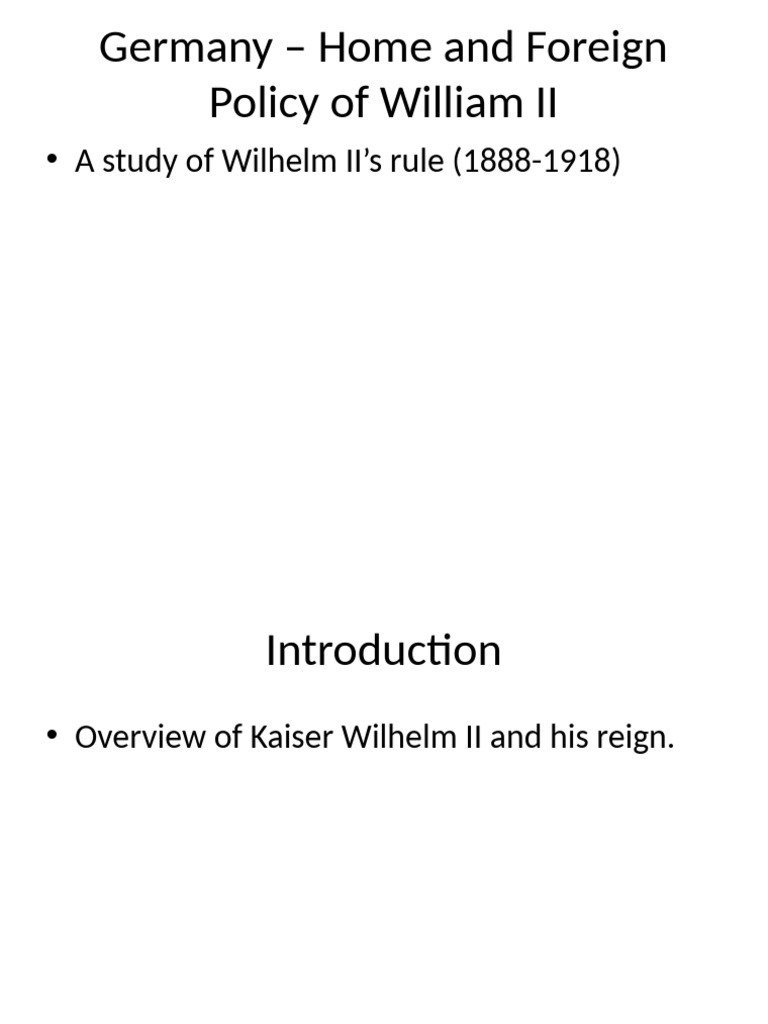 Germany William II Policies | PDF