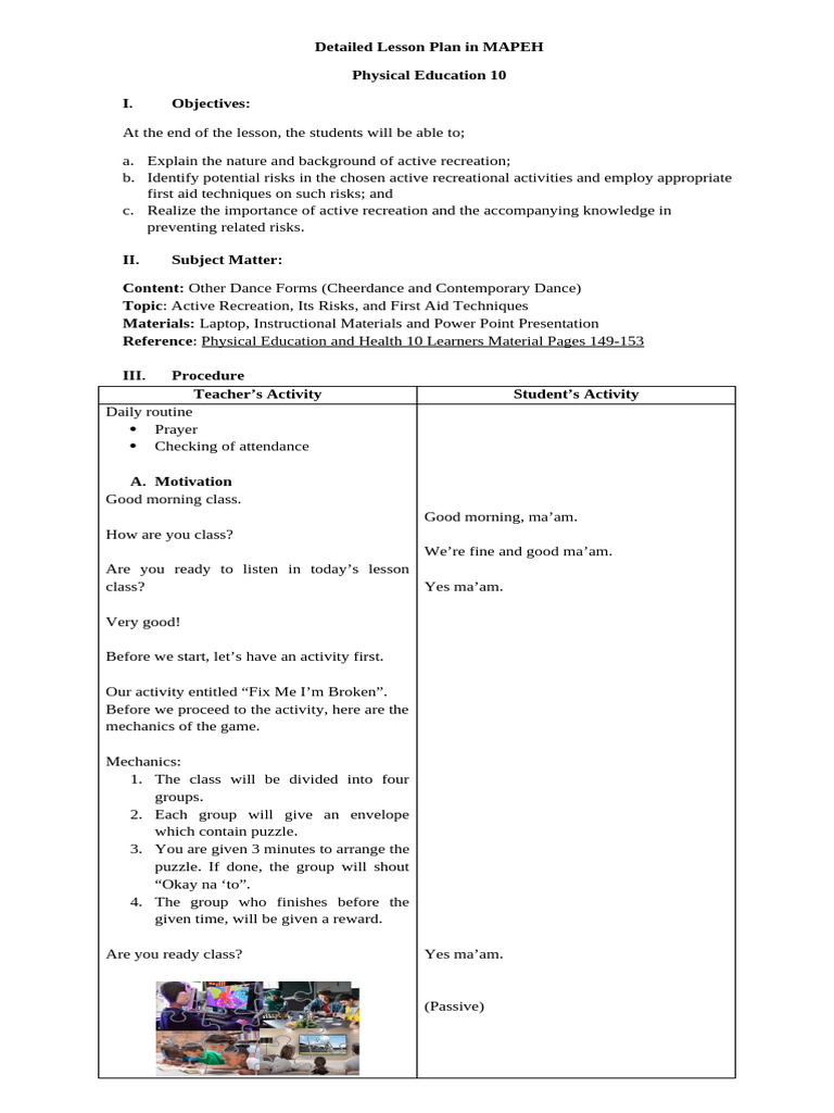 Detailed Lesson Plan in Volleyball | PDF | Knee | Injury