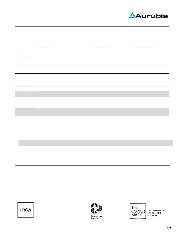 Copper Test Conformity Report Sample | PDF | Chemical Elements ...