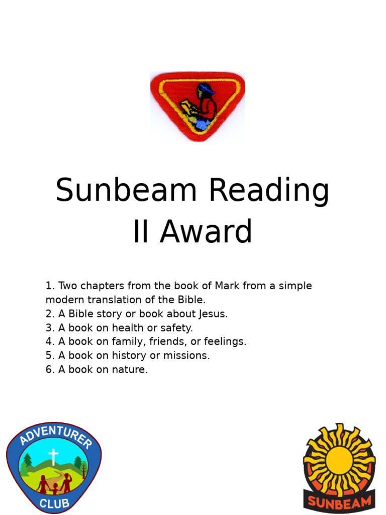Sunbeam Reading II Award Guidelines | PDF