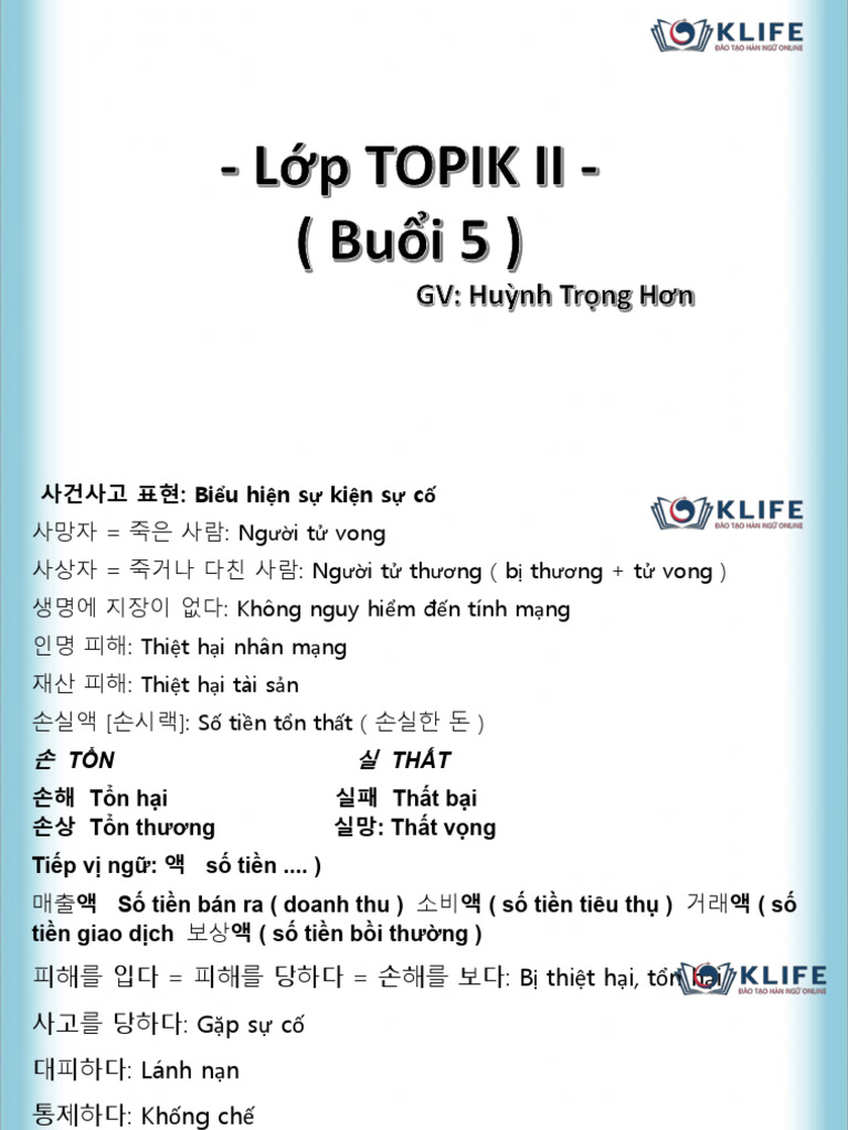 Giáo Án TOPIK II Bu I 5 | PDF