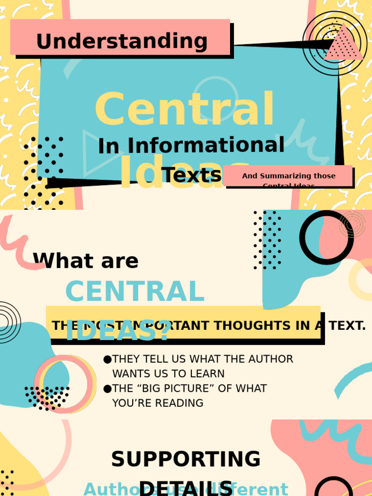 Central Ideas and Summarizing Texts | PDF