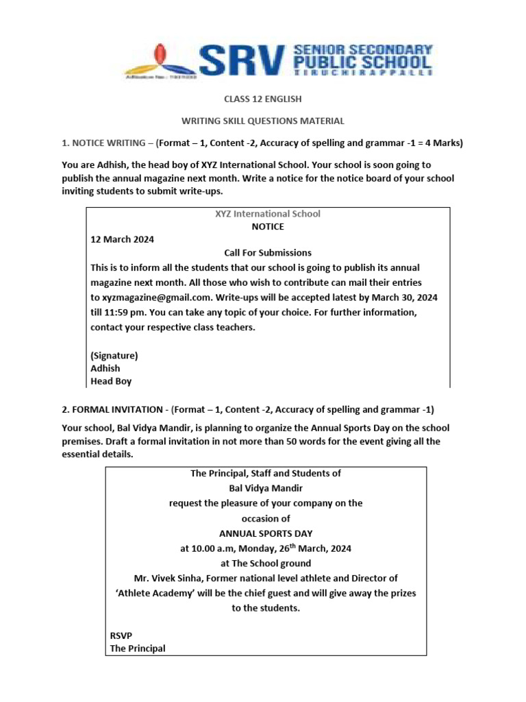 12 Writing Skills Format (1) - 2 | PDF | Sports
