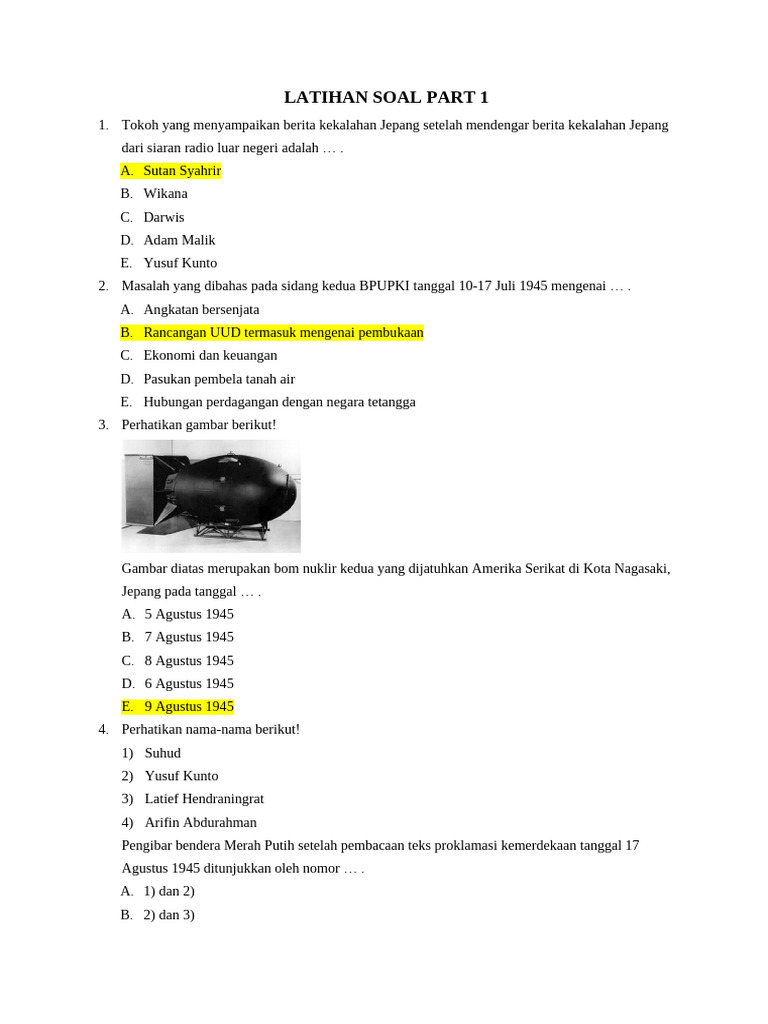 Latihan Soal Sejarah Sts Xi | PDF