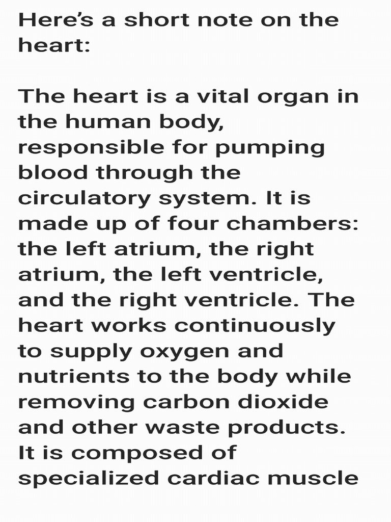 Short Note On Heart | PDF