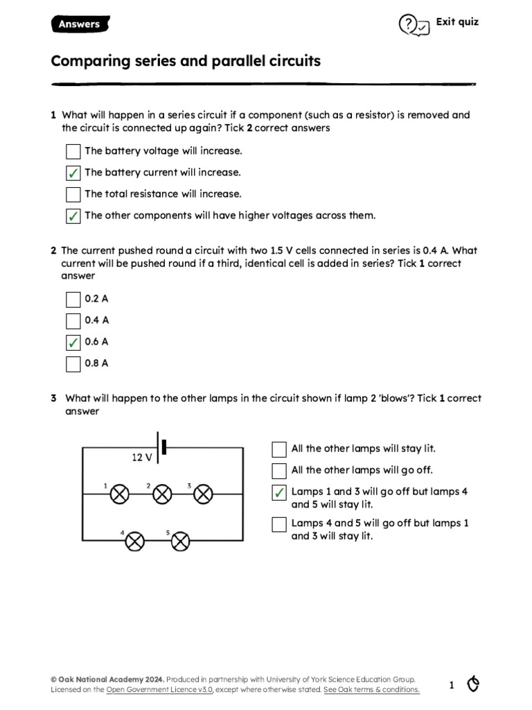 electricity-quiz-answers | PDF | Series And Parallel Circuits ...