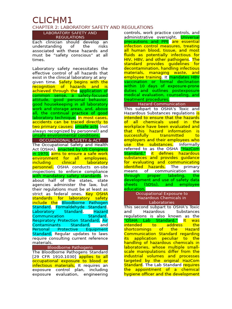 CC1 Lab Safety & Regulations | PDF | Waste | Laboratories
