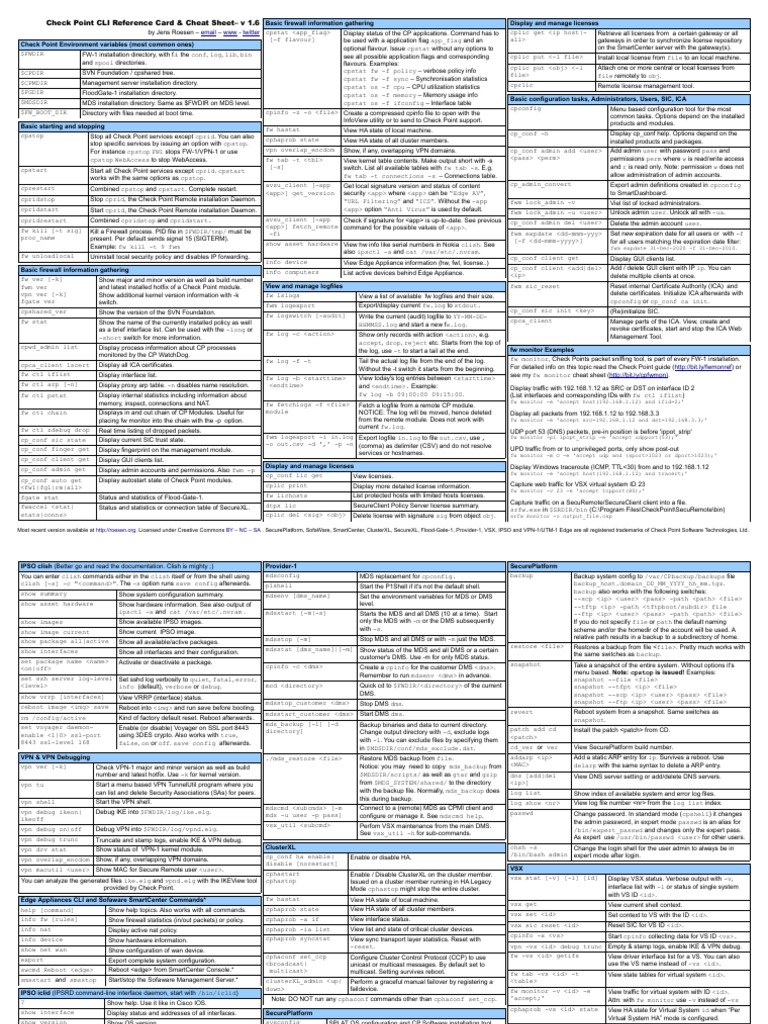 Check Point CLI Reference Card & Cheat Sheet– Basic firewall ...