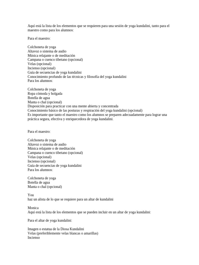 Elementos para un altar de Kundalini | PDF | Altar | Yoga