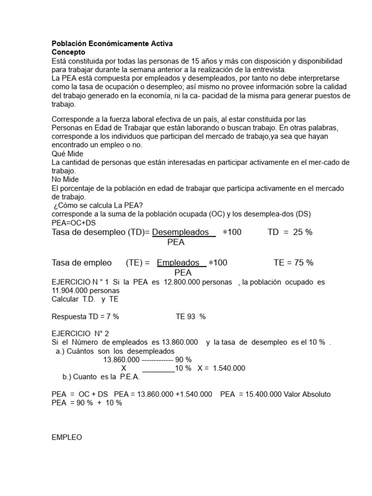 P.E.A. Empleo Desempleo Tipos de Desempleo | PDF | Desempleo | Empleo