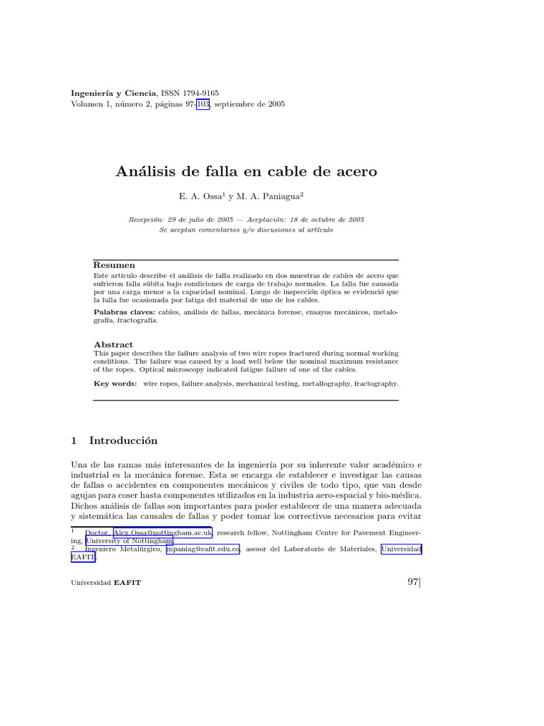 An Alisis de Falla en Cable de Acero: Ingenier Ia y Ciencia | PDF ...