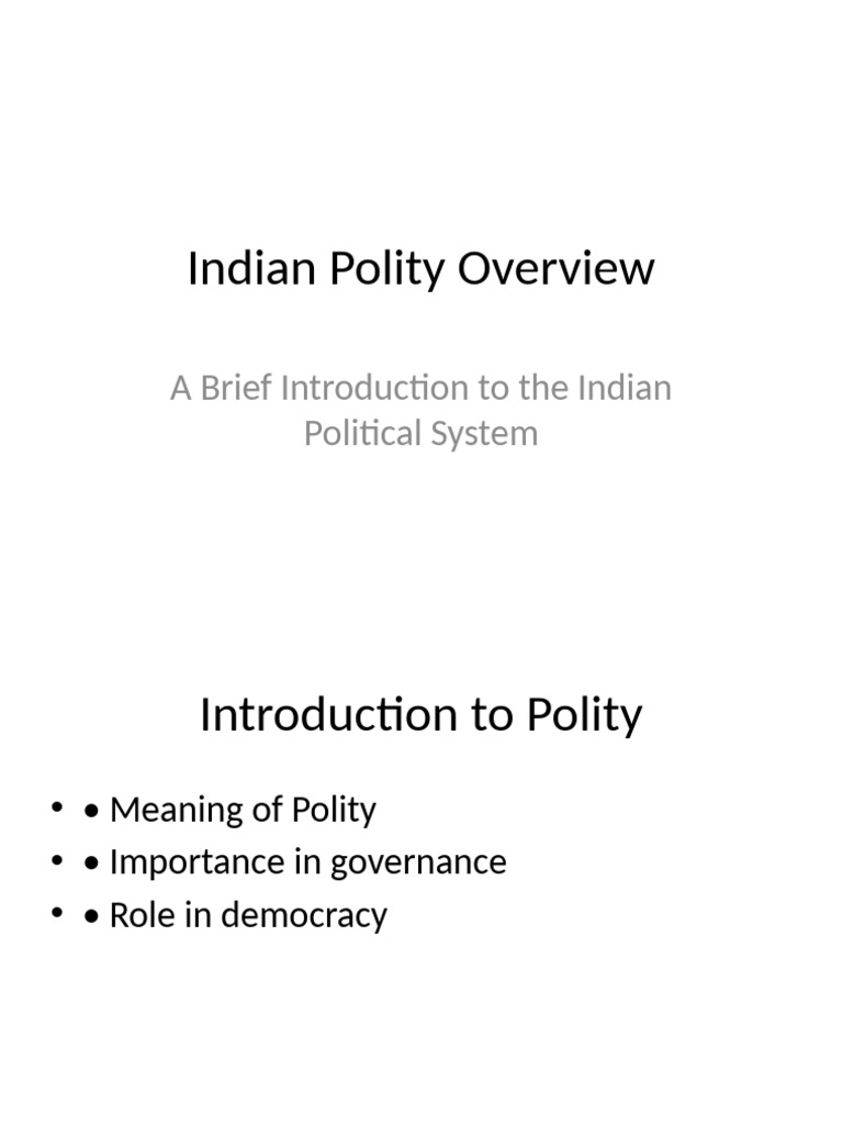 Overview of Indian Polity and Governance | PDF