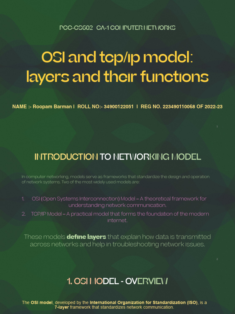 OSI and TCP/IP Model Layer Functions | PDF | Internet Protocol Suite ...