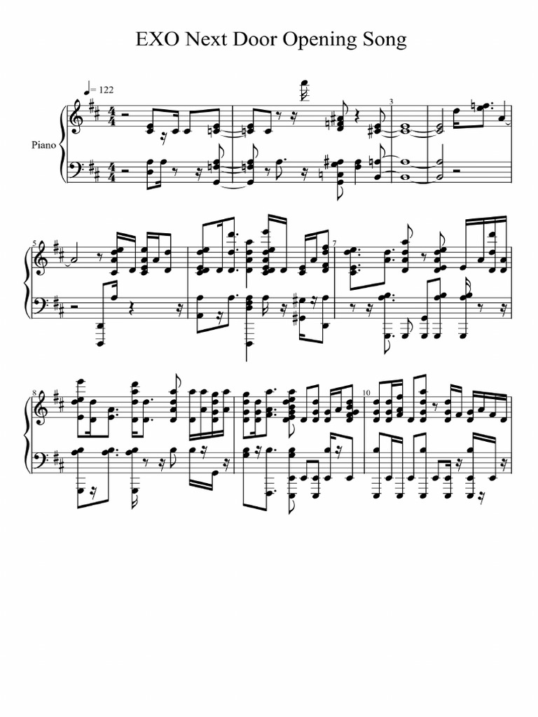 EXO Next Door OST - Opening Song (Piano Music Sheet) | PDF