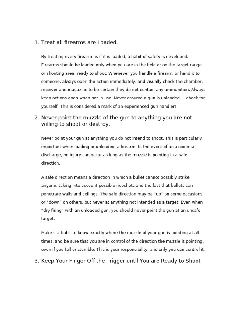 4 Cardinal Rules of Gun Safety. | PDF | Firearms | Ballistics