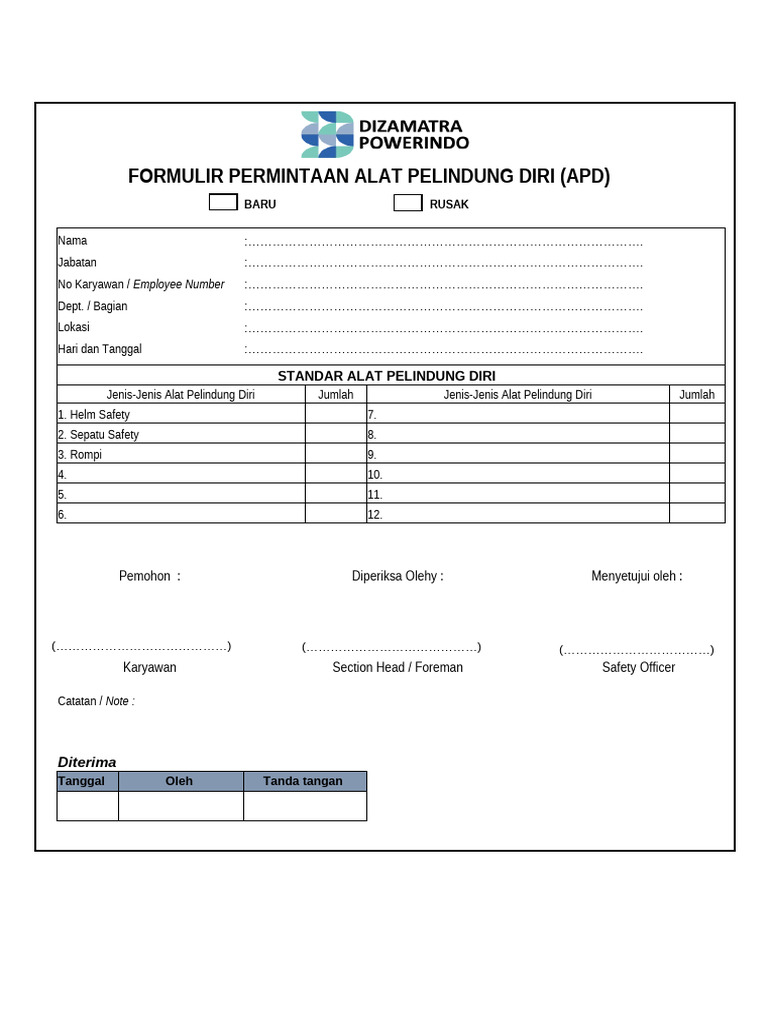 Form Permintaan APD | PDF
