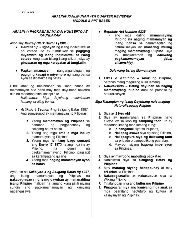 Ap L1 - 4TH QTR Rev | PDF