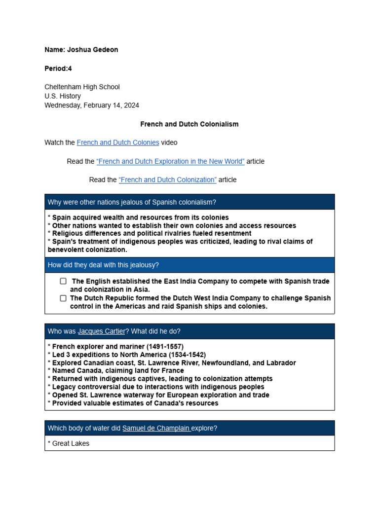 French and Dutch Colonialism Overview | PDF | Atlantic Slave Trade