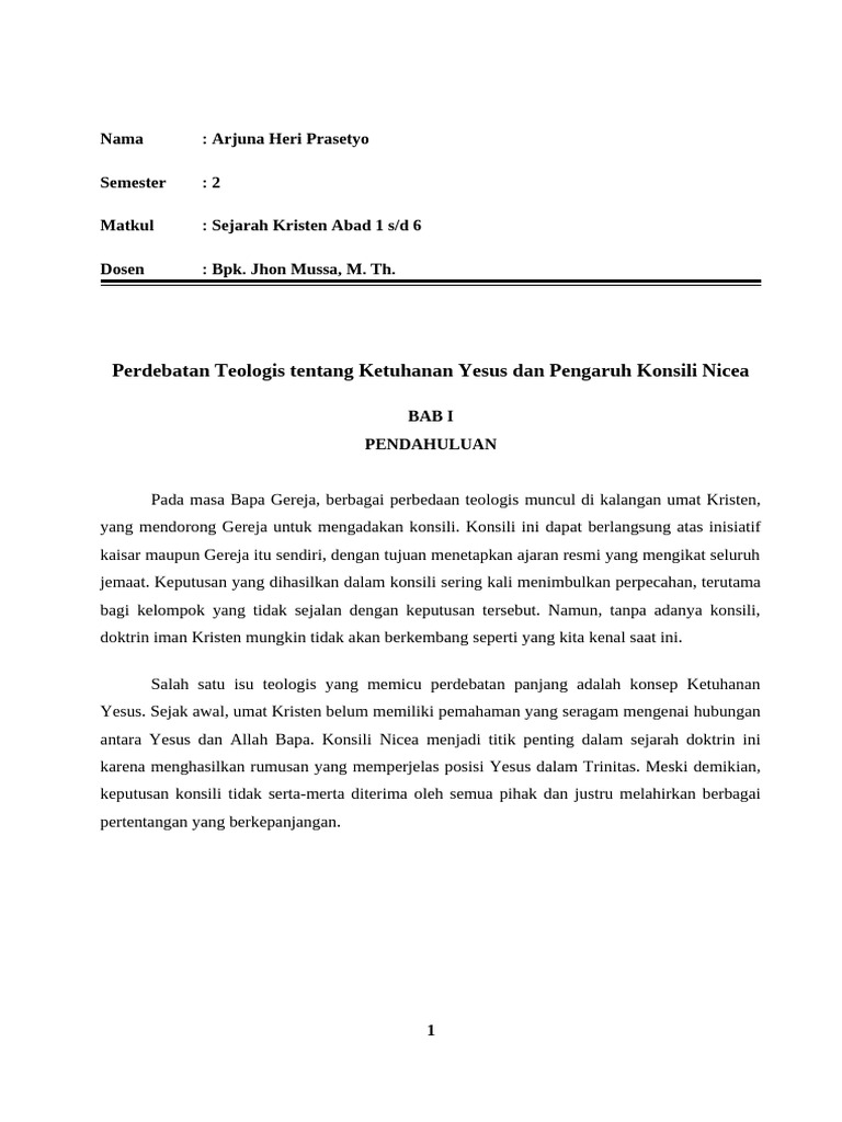 Perdebatan Ketuhanan Yesus dan Konsili Nicea | PDF