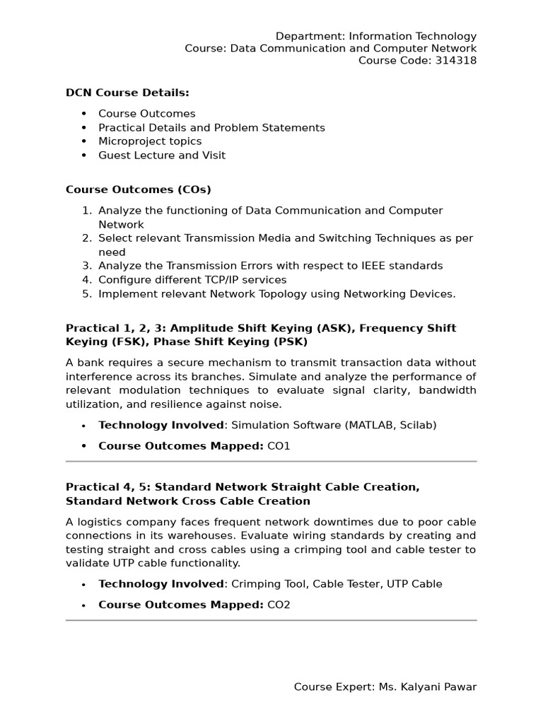 DCN Practical ProblemsStatements | PDF | Computer Network | Error Detection And Correction