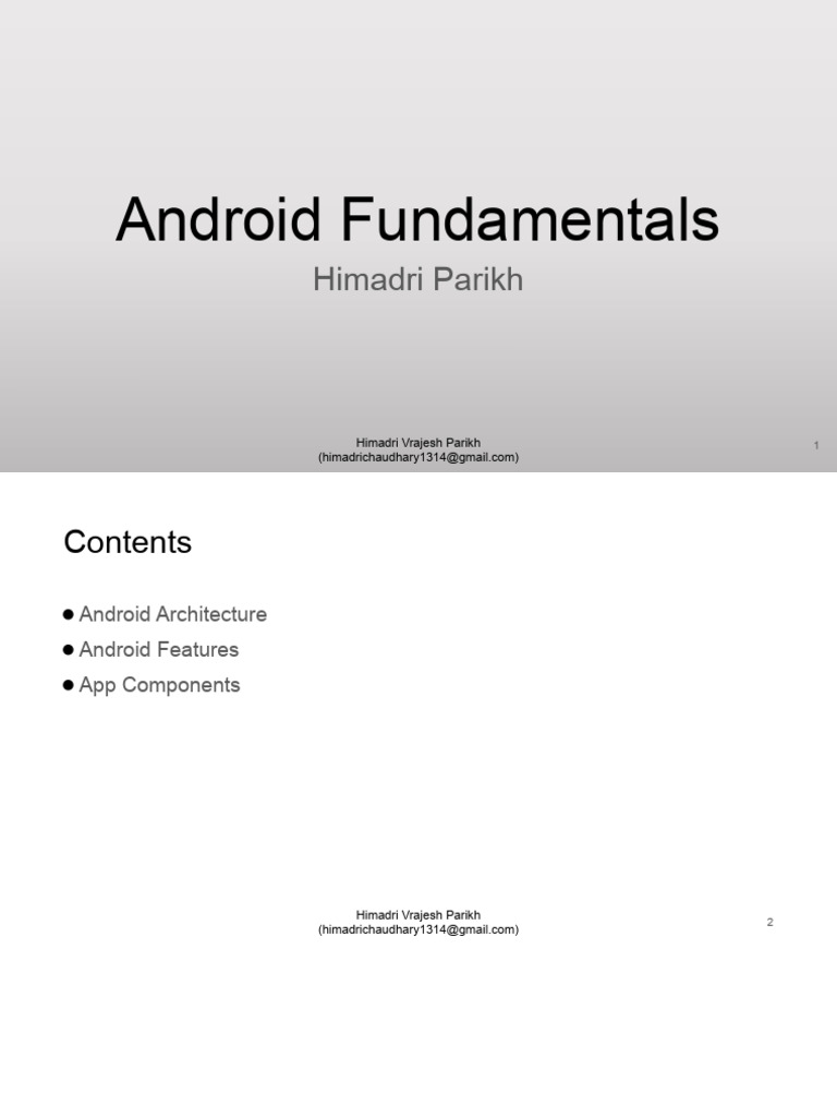 1 AndroidFundamentals | PDF | Android (Operating System) | Kernel (Operating System)