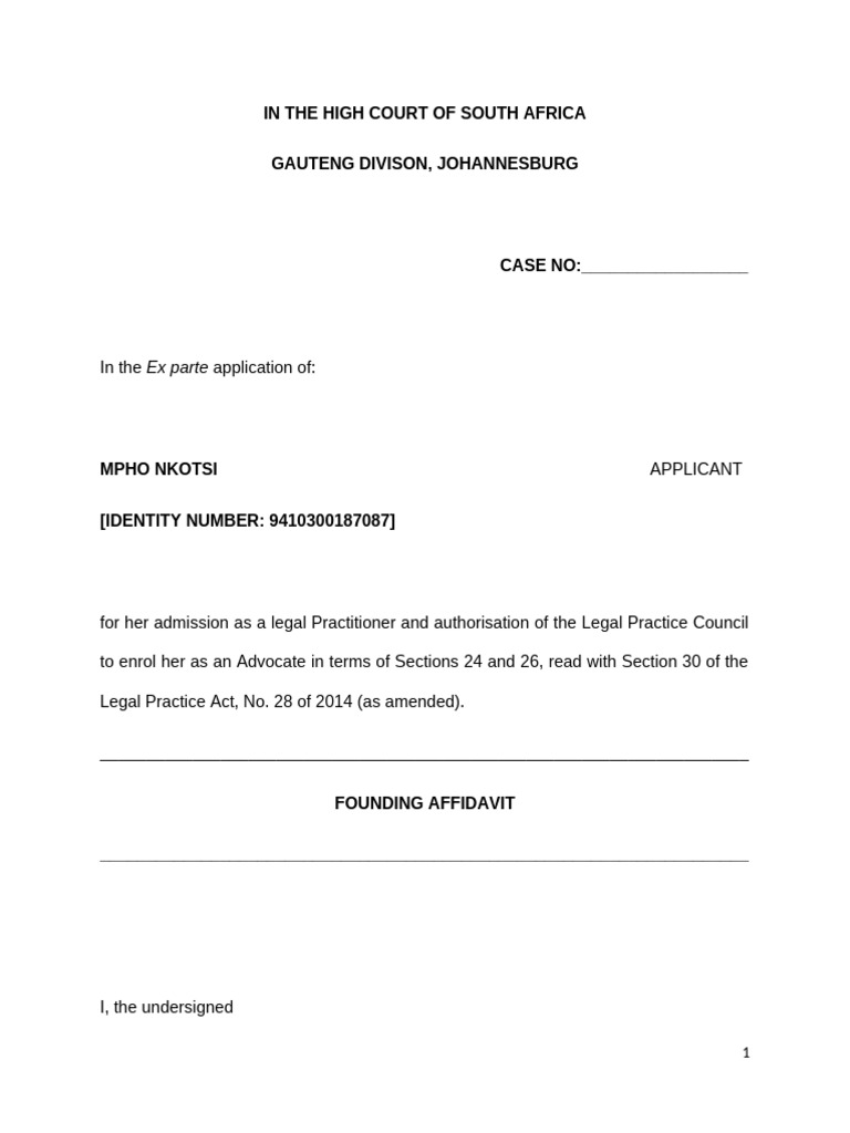 Advocate Admission Application Affidavit | PDF | Advocate | Affidavit