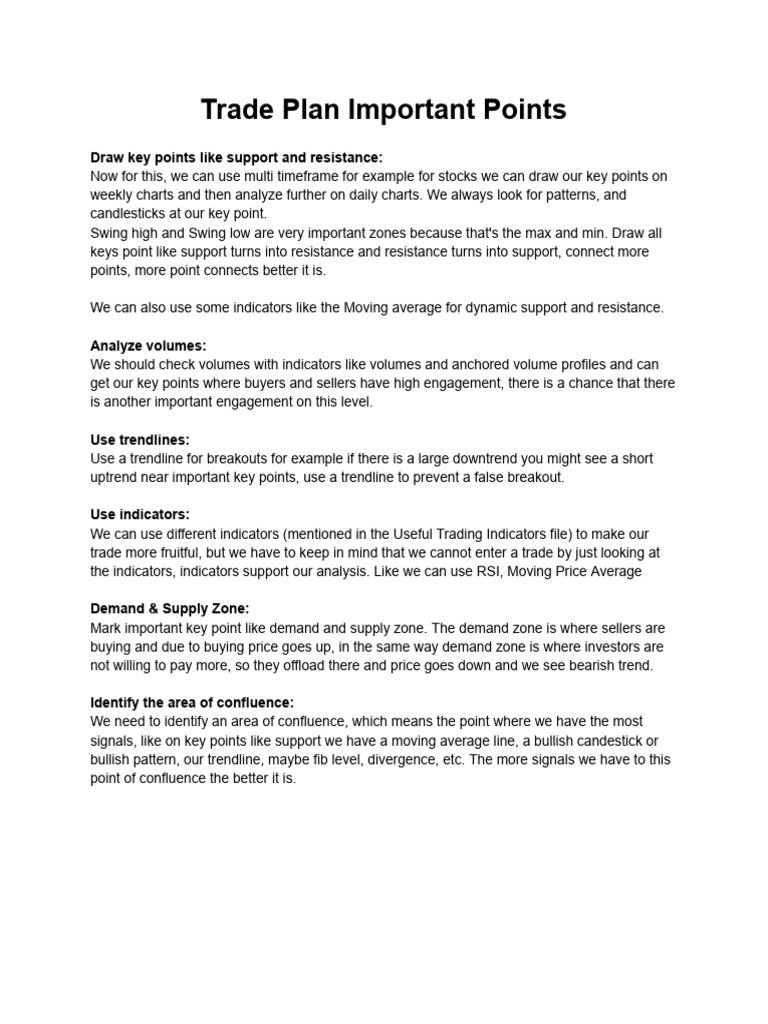 Key Points for Effective Trade Planning | PDF