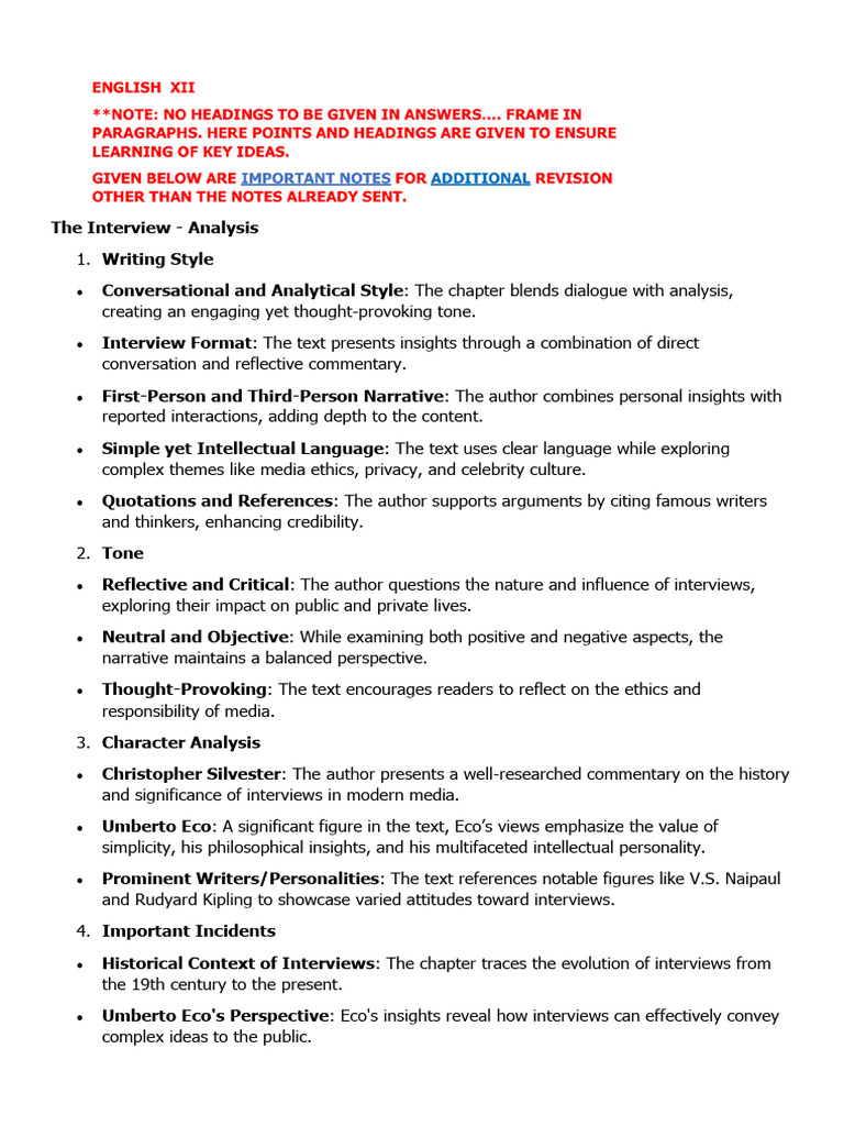 The Interview Imp Analysis | PDF | Narrative | Communication