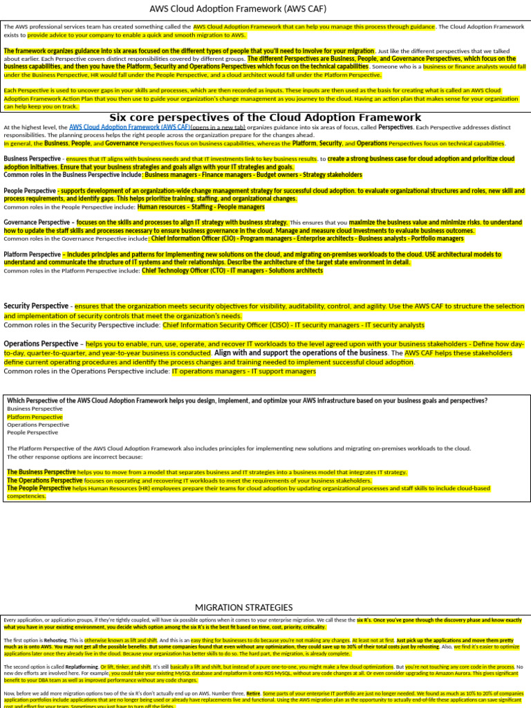 AWS Cloud Adoption Framework (AWS CAF) (Autosaved) | PDF | Cloud Computing | Amazon Web Services