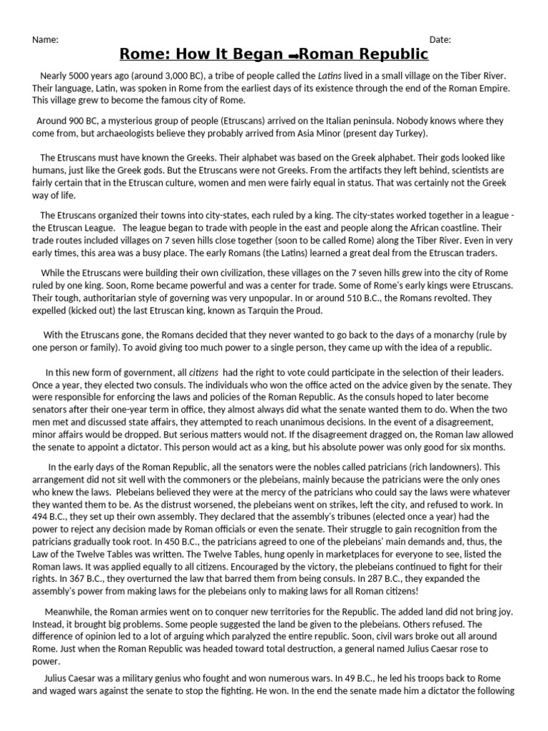 Fall of Tarquin the Proud and Rome's Republic | PDF | Roman Republic ...