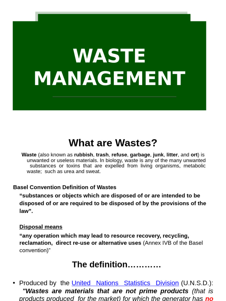 Week 16 and 17 - Waste Management | PDF | Waste | Waste Management