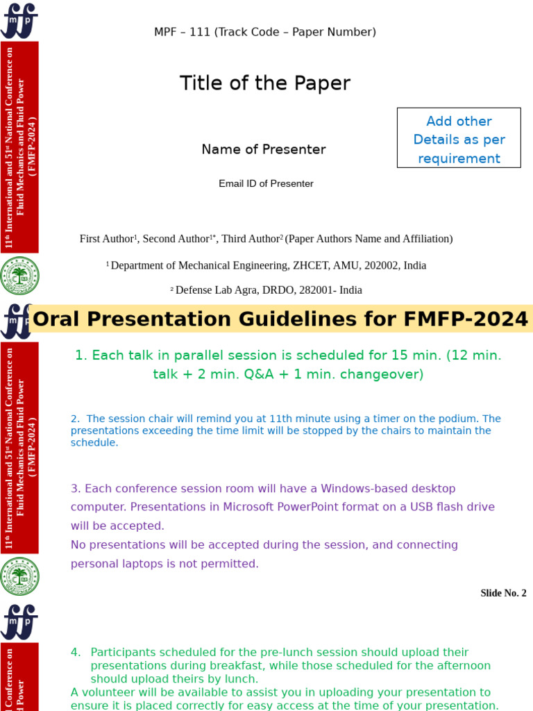 FMFP-2024 Oral Presentation Guidelines | PDF | Software | Computing