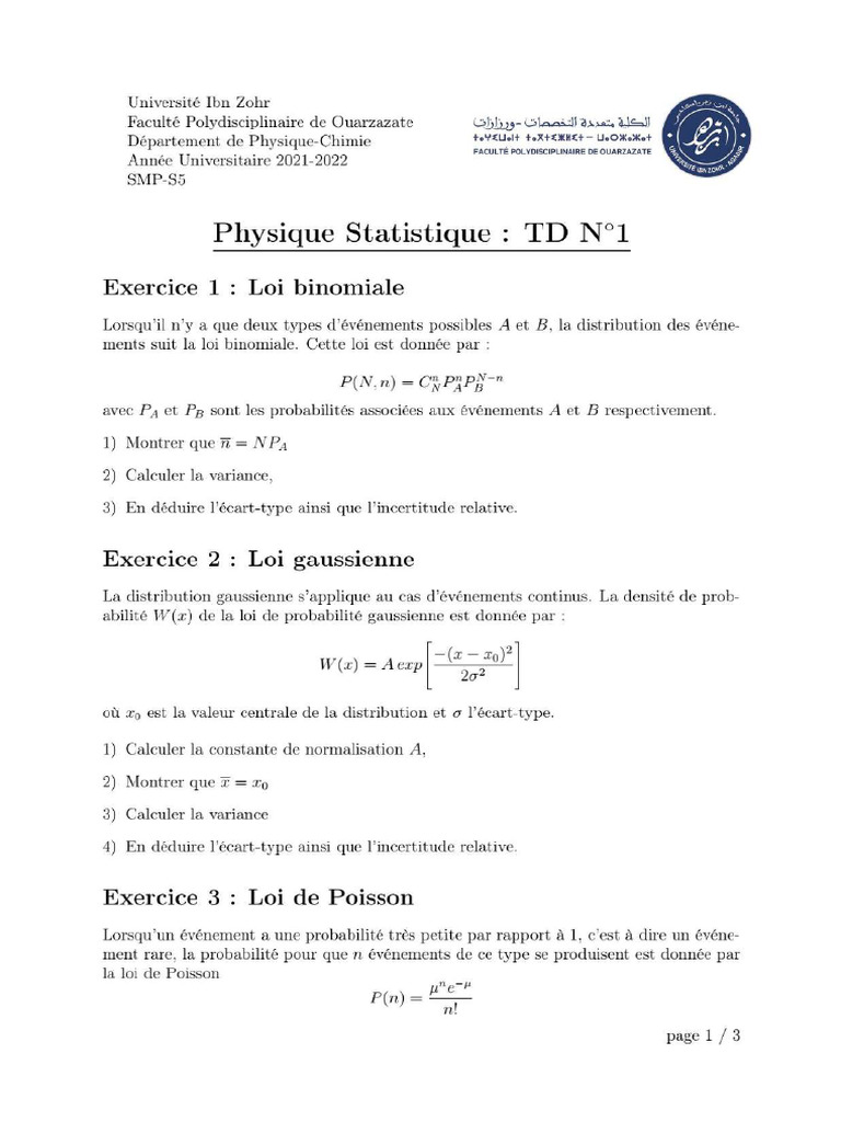 td physique statistique b_compressed | PDF