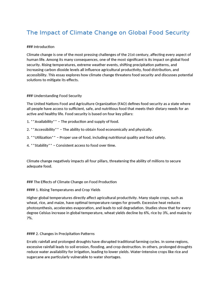 Climate Change and Food Security Impact | PDF | Food Security | Agriculture