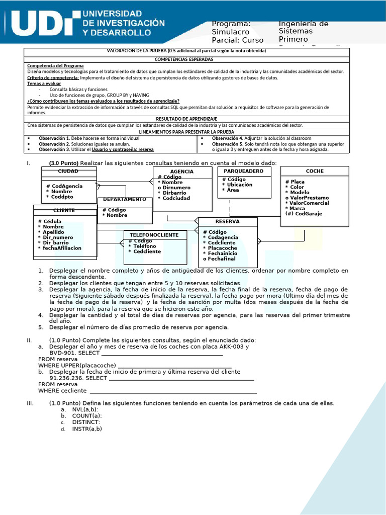 Simulacro Primer Parcial | PDF | Bases de datos | Software
