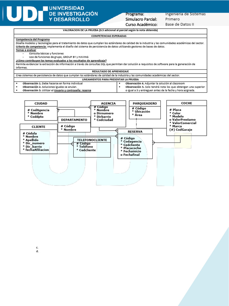 Simulacro de SQL para Base de Datos II | PDF | Bases de datos | Tecnologías de la información