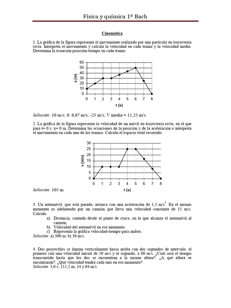 Cinemática y Movimiento en Física 1º Bach | PDF | Cinemática | Velocidad