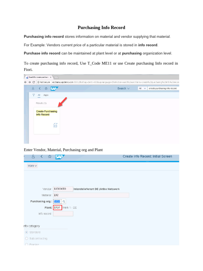 4c.implementing Purchasing Info Record | PDF