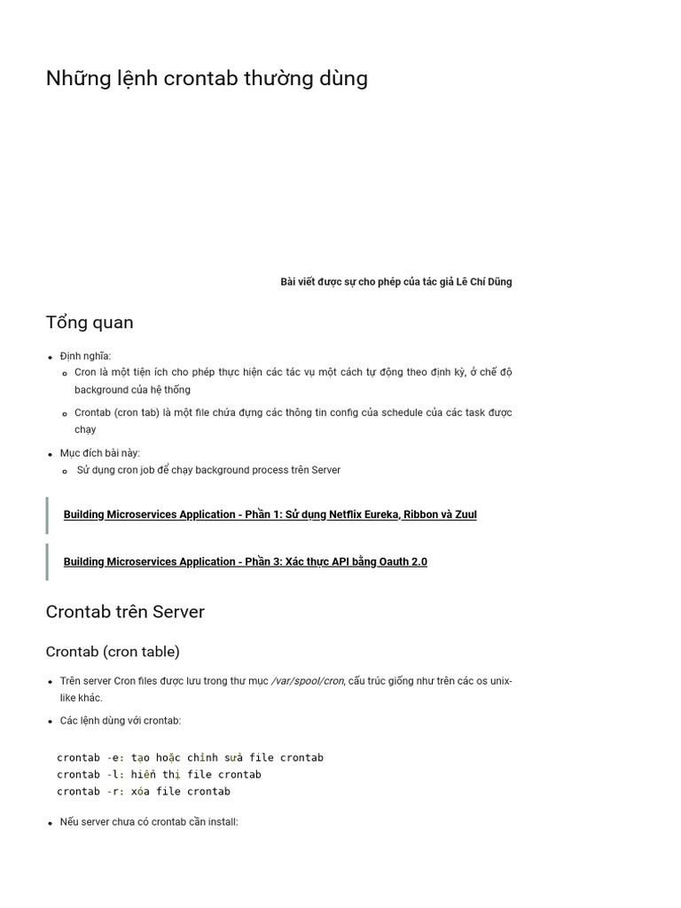 Những lệnh crontab thường dùng - TopDev | PDF