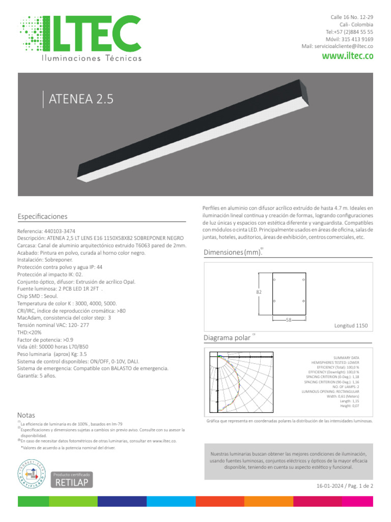 7357 - 440103-3474 Atenea 2,5 LT Lens E16 1150X58X82 Sobreponer Negro | PDF | Encendiendo ...