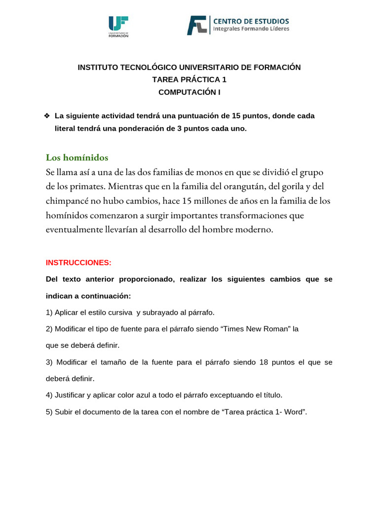 Tarea Práctica 1 - Computación I | PDF