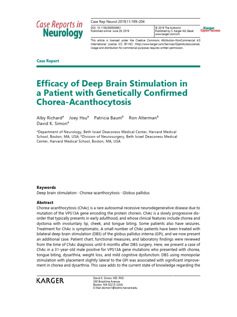 Deep Brain Stimulation in Chorea-Acanthocytosis | PDF | Deep Brain ...