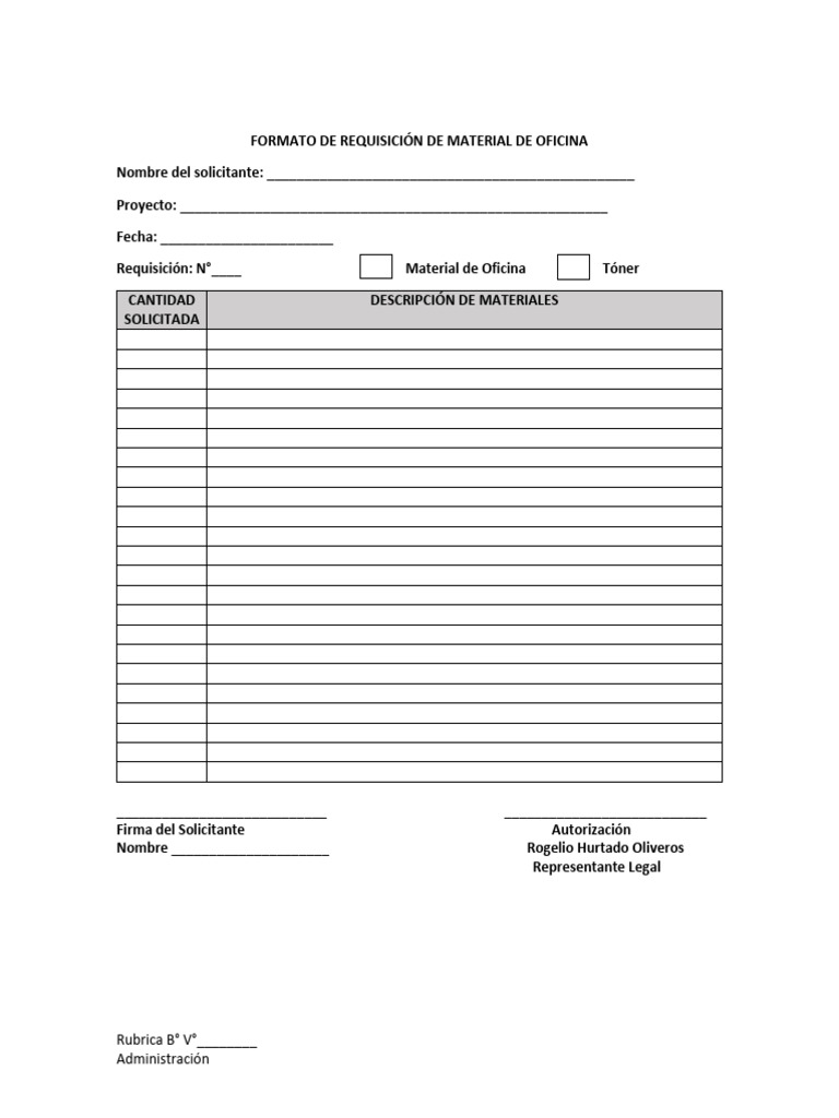 Formato de Requisición de Material de Oficina | PDF
